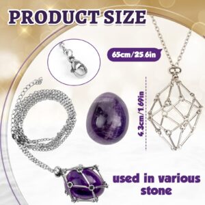 Rollooo Handmade Crystal Holder Necklace - Stainless Steel Cage for Stone, Crystal Pendant Necklace with Adjustable Length, Quartz Gemstone Jewelry for Women Men 1