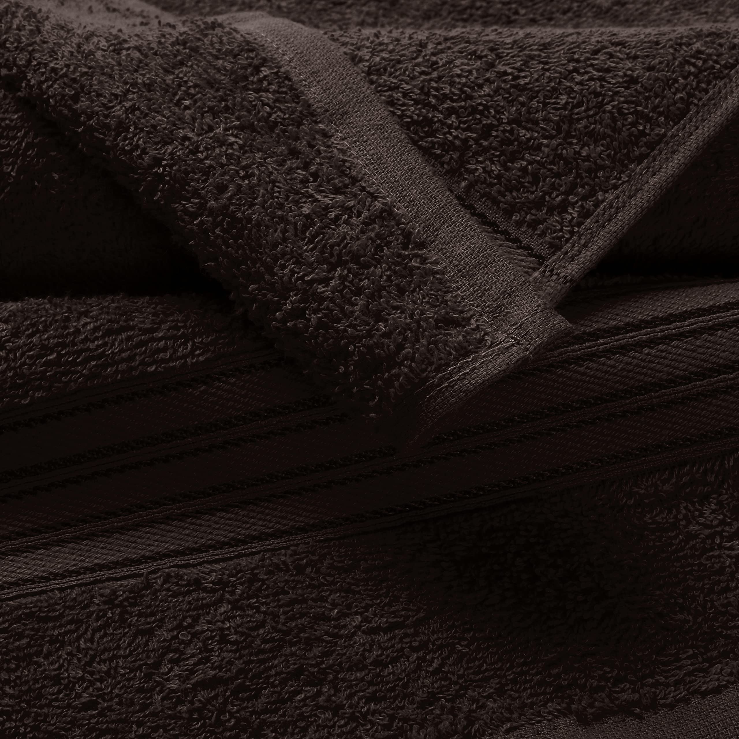 BOUTIQUO 6 Pack Cotton Towel Set, Contains 2 Bath Towels 28x55 inch, 2 Hand Towels 16x24 inch & 2 Wash Coths 12x12 inch, Ideal Everyday use, Ultra Soft Compact & Lightweight - Chocolate Brown