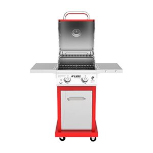 Nexgrill Deluxe 2-Burner Propane Barbecue Gas Grill with Warming Rack, 401 sq. in, 28000 BTUs, Outdoor Cooking, Patio, Barbecue Grill, Foldable Side Table, with Full stainless Steel Control Panel, Red