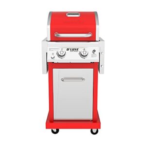 Nexgrill Deluxe 2-Burner Propane Barbecue Gas Grill with Warming Rack, 401 sq. in, 28000 BTUs, Outdoor Cooking, Patio, Barbecue Grill, Foldable Side Table, with Full stainless Steel Control Panel, Red