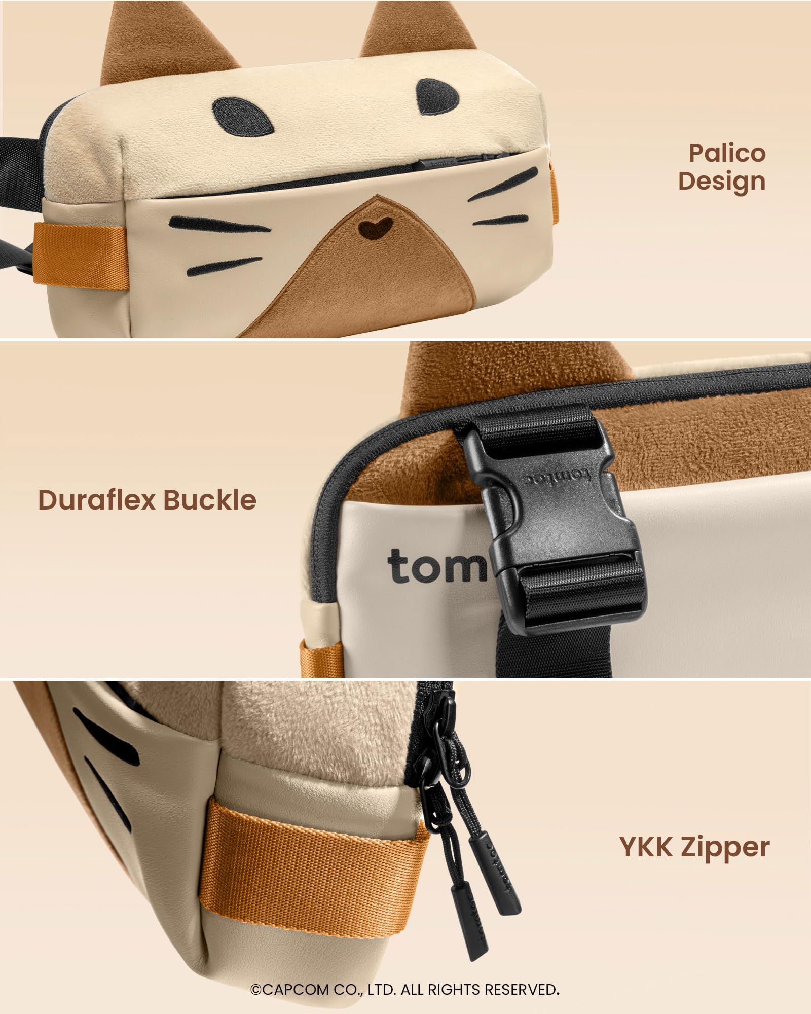 tomtoc Palico EDC Sling Bag for Men and Women, Monster Hunter Travel Daypack Backpack Crossbody Bag