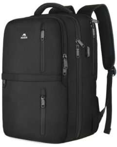 matein travel laptop backpack, 15.6 inch large business flight approved carry on backpack with usb port, tsa computer backpack for women & men, waterproof overnight daypack for work college, black