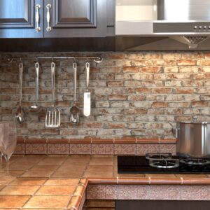 Brick Wallpaper Peel and Stick Wallpaper Brick Contact Paper for Walls Red 3D Brick Wallpaper Kitchen Wallpaper Faux Brick Self-Adhesive Removable Wallpaper for Bedroom Accent Wall Décor 17.3“×78.7”