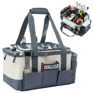 frecolsh large grill caddy-bbq/tailgating accessories, bbq/camping caddy -blackstone grill condiment holder-camping gear-grilling bag-camper must have bag - grilling gifts for men, father's day