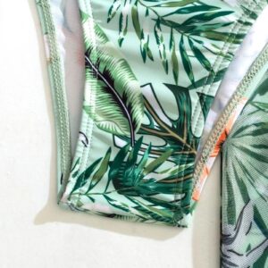 3 Piece Women's Swimsuit, Sexy Floral Printed Push Up Bikini Set with Kimono Cover Ups, High Waist Beach Wear (as1, alpha, x_l, regular, regular, Avocado Green)