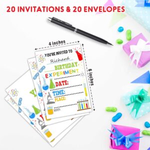 Science Laboratory Birthday Invitations, Experiment Double-Sided Fill-In Invite Cards For Birthday Party，Boys, Girls, Kids,Teen, 20 Invitations With Envelopes, Decorations,Party Favor And Supply-A45