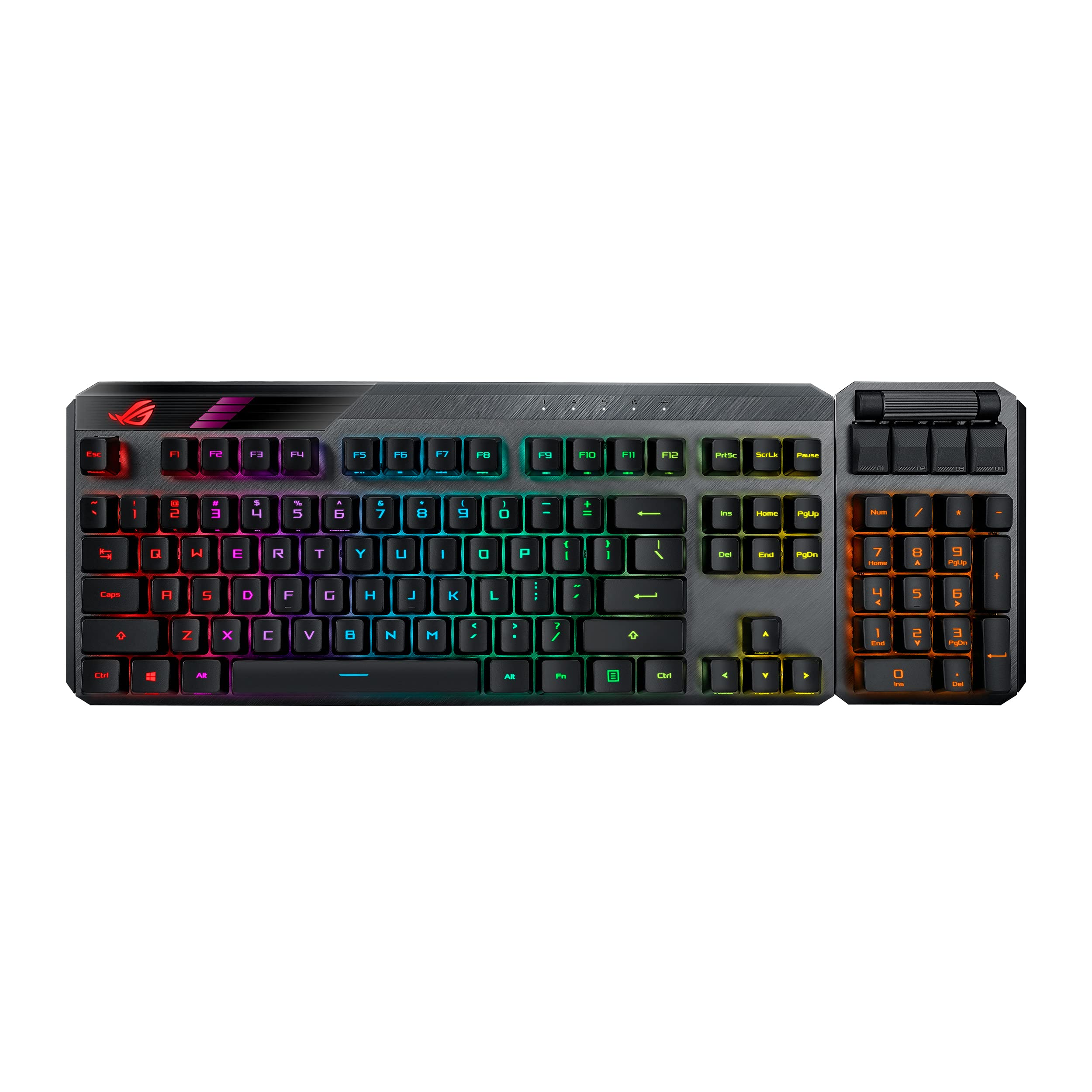 ASUS ROG Claymore II 100% / 80% TKL Wireless RGB Modular Gaming Keyboard, ROG RX Red Switches, PBT Doubleshot Keycaps, Detachable Numpad, Wrist Rest, Media Controls, USB Passthrough - Black PBT