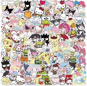 100pcs cute stickers pack hello kitty stickers mymelody&kurom stickers cinnamoroll pompompurin keroppi pochaco stickers decals assorteds kawaii sticker gifts for kids teens girls adults