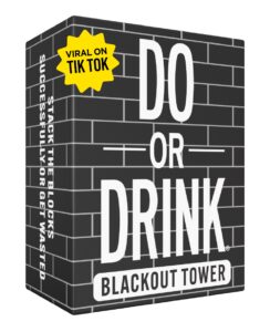 do or drink blackout tower drinking game - adult party game with 54 blocks and challenges - fun drunk game for game night - great gift for pregames, bachelorettes, couples, and more