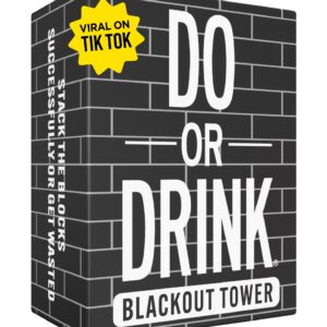 Do or Drink Blackout Tower Drinking Game - Adult Party Game with 54 Blocks and Challenges - Fun Drunk Game for Game Night - Great Gift for Pregames, Bachelorettes, Couples, and More