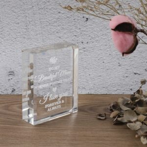 PRSTENLY Gifts for Mom Crystal Keepsakes, Christmas Birthday Gifts for Mom from Daughter Son, to My Mom Gifts Valentines Day Gifts for Mom Personalized Engraved Crystal Decor