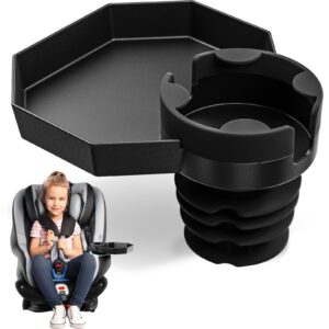 kids travel tray – car seat and car cup holder tray - tray for snacks, entertainment, toys – includes cup holder – fits most car seats