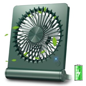 veakson small portable desk fan usb&battery operated, 3 speeds 3000mah rechargeable travel fan with max 24h quiet working, 220° folding mini personal table fan for home,bedroom,office,outdoor,camping