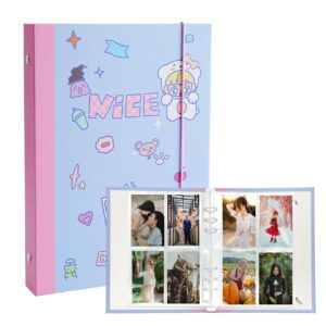 qiuchenyh a5 binder photocard album with 25pcs inner pages 3 inch photo album sleeves kpop photocard holder photocard collect book for pictures cards storage blue