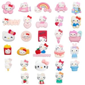 gotpe 28 pcs cute 2.5d resin shoe charms cartoon kawaii animal pink shoe charms, shoe decoration for girls women party favors gifts