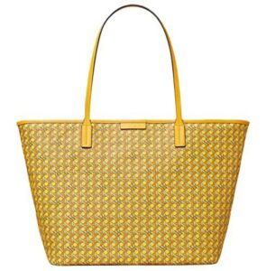 tory burch women's women's ever-ready tote canvas coated large sunset glow yellow