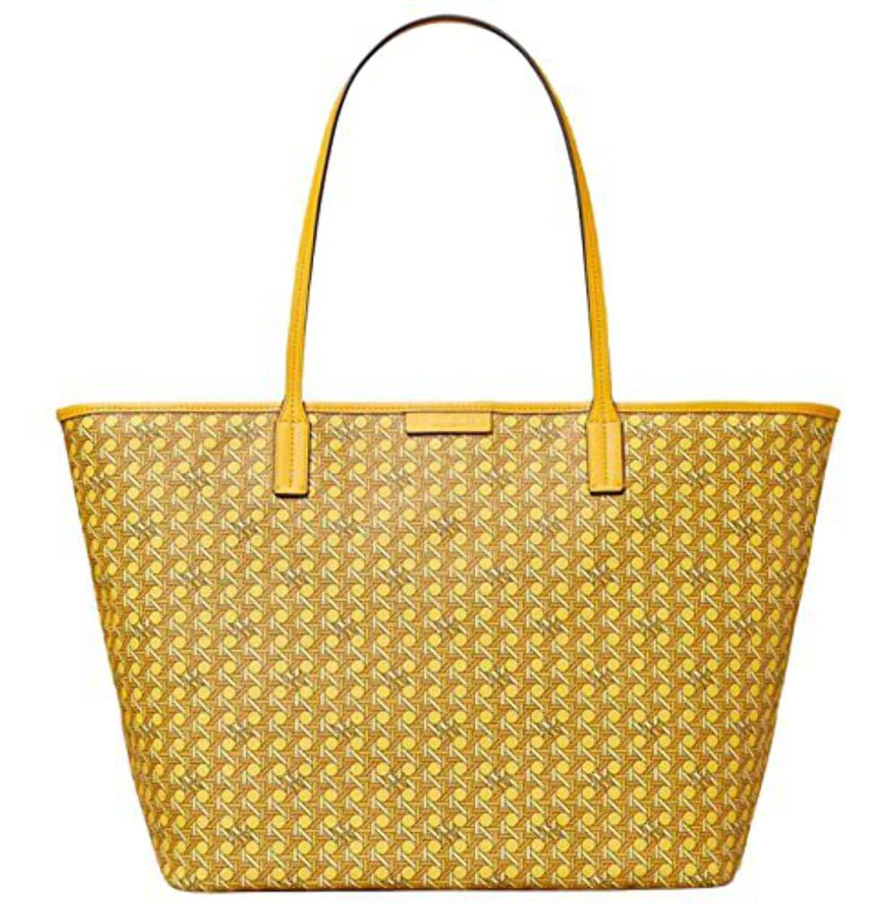 Tory Burch Women's Women's Ever-Ready Tote Canvas Coated Large Sunset Glow Yellow