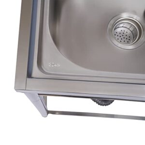 Commercial Kitchen Sink, Free Standing Stainless-Steel Single Bowl Restaurant Kitchen Sink, Prep & Utility Washing Hand Basin with Storage Shelve, Laundry tub for Indoor Outdoor