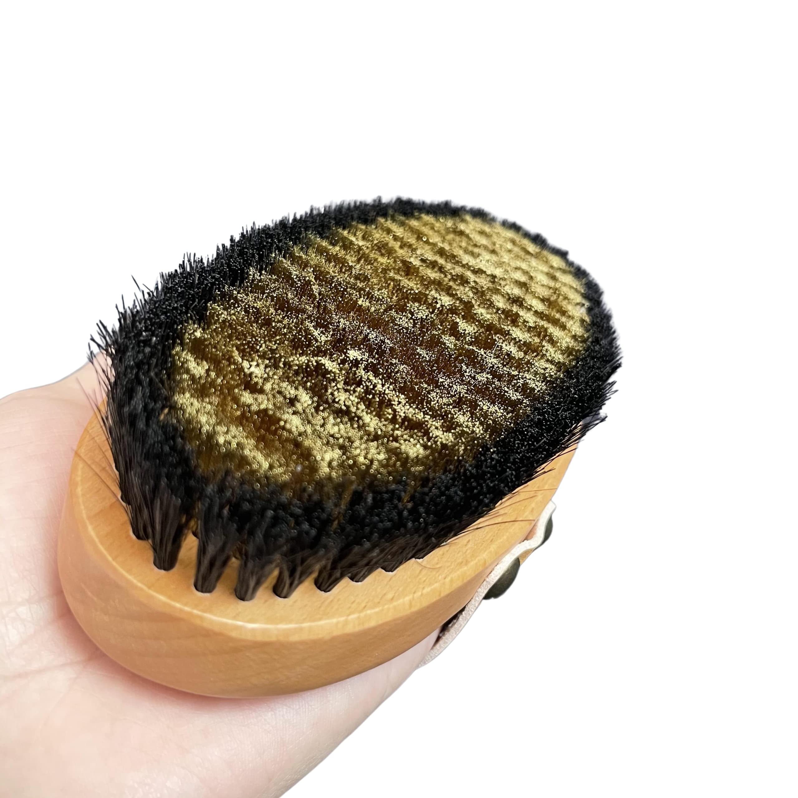 Pampoo Copper Dry Brush with Cotton Storage Bag- Exfoliating and Energizing Brush with Copper Bristles to Promote Healthy Skin, Reduce Stress, and Improve Circulation