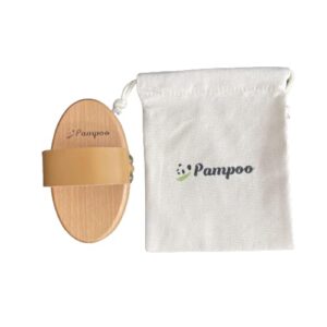 Pampoo Copper Dry Brush with Cotton Storage Bag- Exfoliating and Energizing Brush with Copper Bristles to Promote Healthy Skin, Reduce Stress, and Improve Circulation