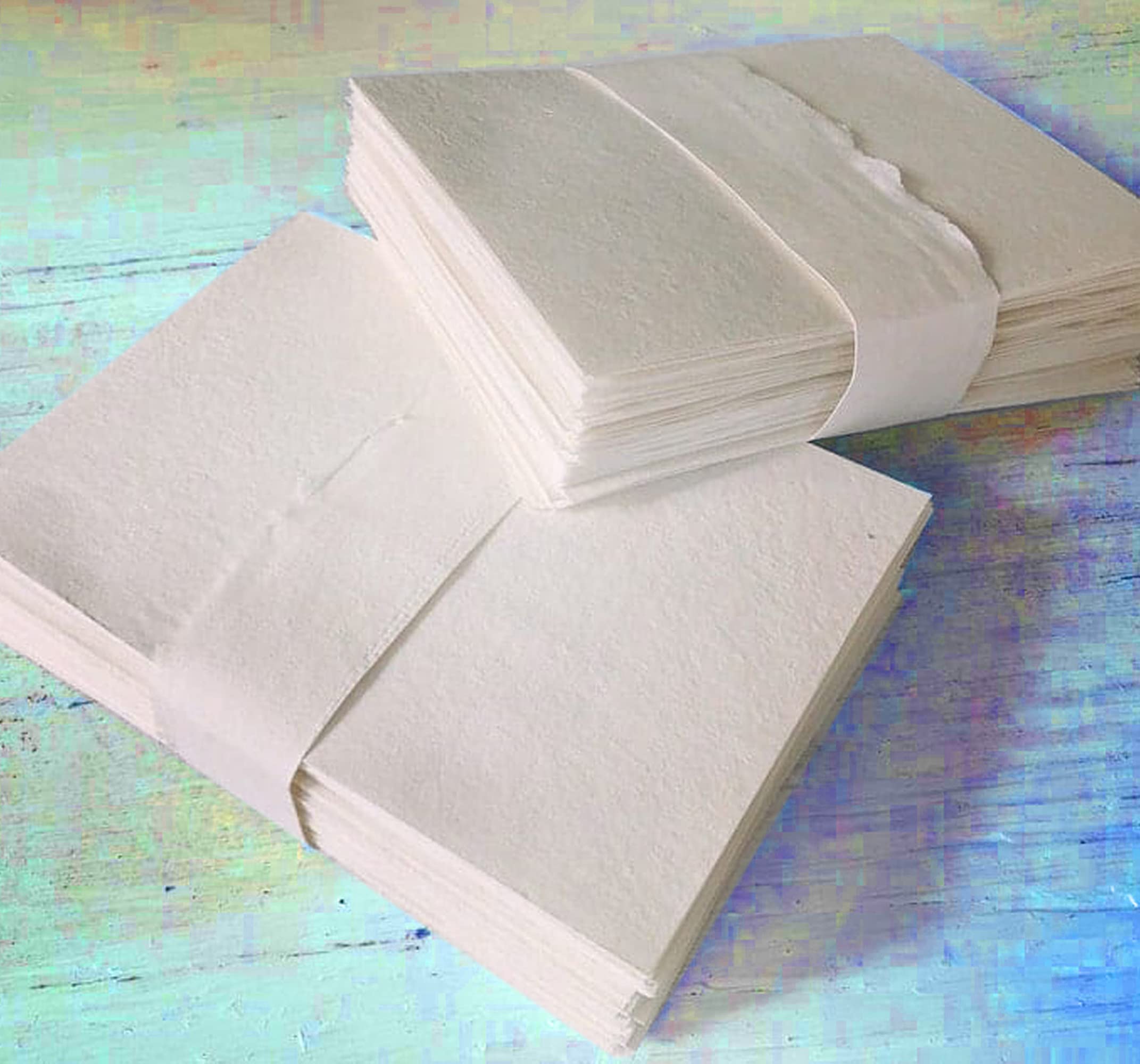 Deckle Papers Thick 300gsm Invitation Card Stock Made of Handmade Cotton Paper -Pack of 20 & 50 Eco Friendly Rags Paper, Wedding, Baby Shower Invitation Cards, Ivory White (5x7")