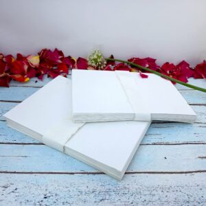 Deckle Papers Thick 300gsm Invitation Card Stock Made of Handmade Cotton Paper -Pack of 20 & 50 Eco Friendly Rags Paper, Wedding, Baby Shower Invitation Cards, Ivory White (5x7")