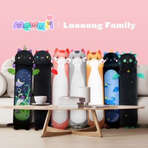 Mewaii Long Cat Plush Kids Body Pillow, 28 Inch Cute Gray Cat Stuffed Animals Soft Plushies, Kitten Kawaii Plush Throw Pillow Doll Toy Gift for Girlfriend, Gray Cat Body Pillow, (27.6in/70cm)