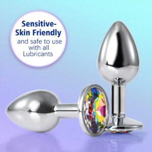 Yolodit Anal Dildo Adult Sex Toys, Mini Dildos Anal Beads Sex Toys for Men and Women, Jeweled Anal Toys Adult Sex Toys for Couples and Beginners,Steel Anal Dildo Colorful