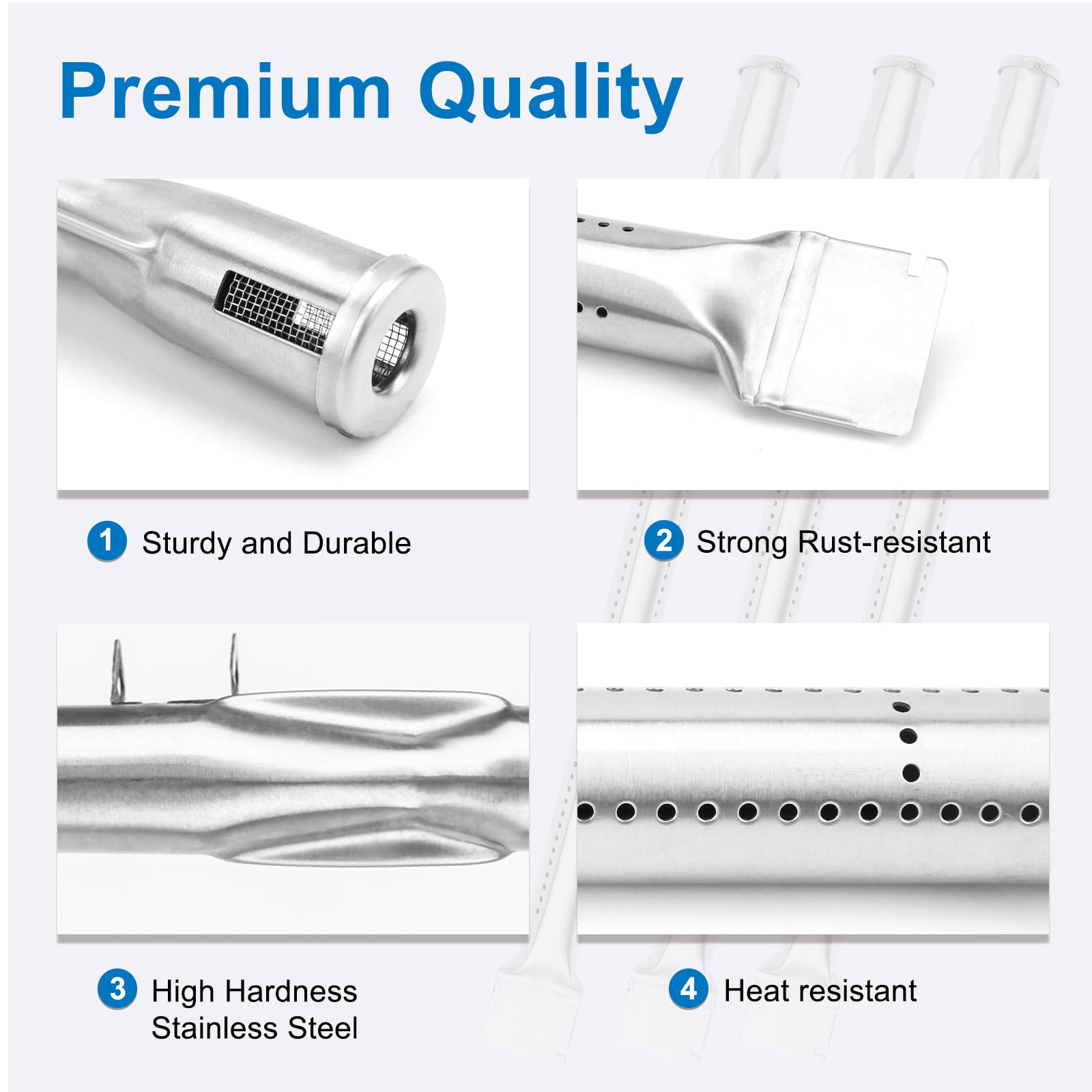 Uniflasy Grill Parts for Monument 24367,35633,17842, 24633,41847NG, 77352, 77352MB 4-Burner Gas Grill,Stainless Steel Burner Tube, Heat Plate Shield Tent, Igniter Electrode Replacement Parts