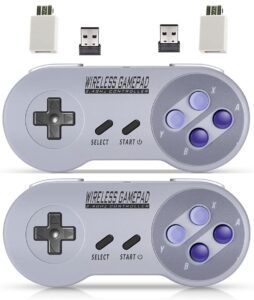 wireless controller for mini snes (classic edition, only works with original mini snes gamepad with usb wireless receiver compatible with switch, windows,ios,liunx,android device (2 packs)