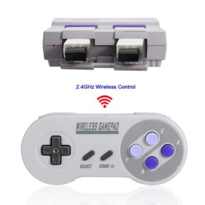 Wireless Controller for Mini SNES (Classic Edition, Only Works with Original Mini SNES Gamepad with USB Wireless Receiver Compatible with Switch, Windows,iOS,Liunx,Android Device (2 Packs)