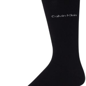 Calvin Klein Men's Dress Socks - Luxury Egyptian Cotton Blend Crew Socks (2 Pair), Size 7-12, All Black