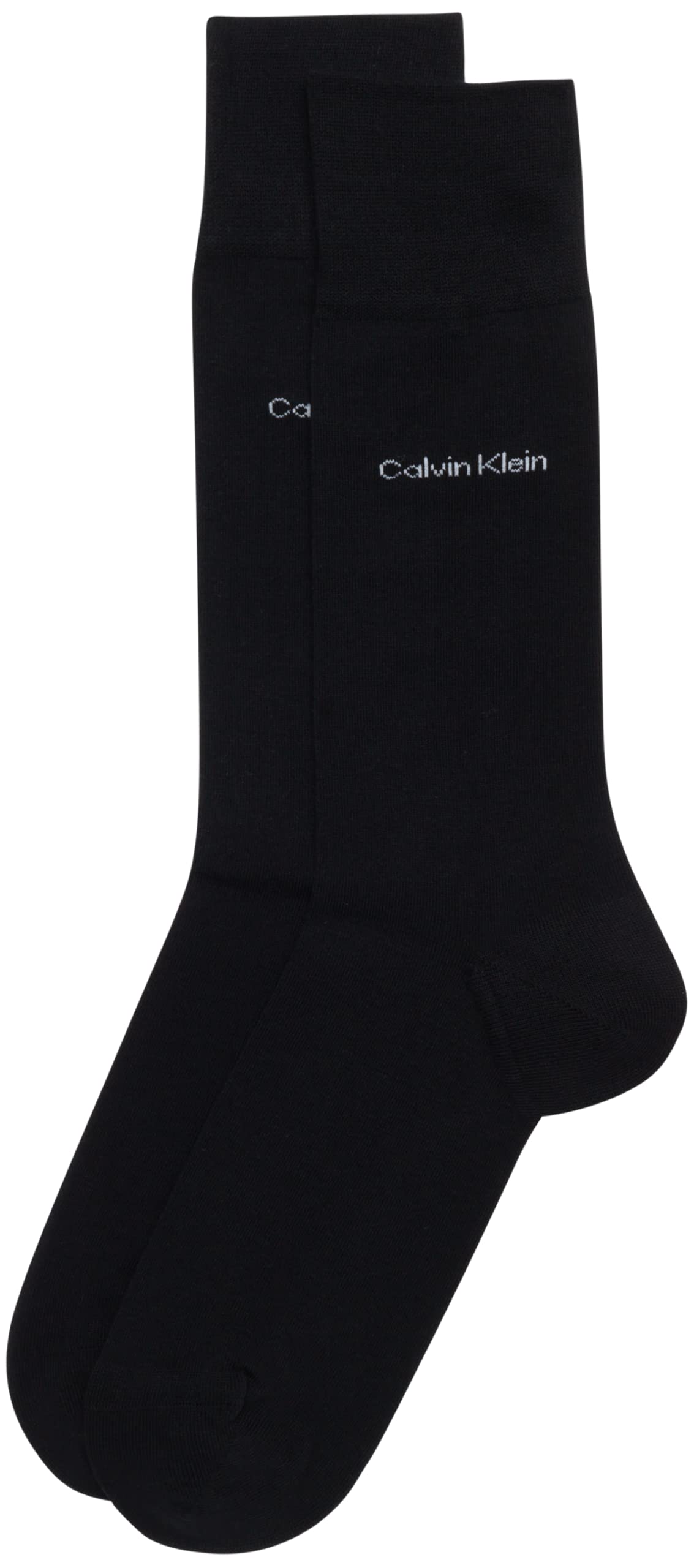 Calvin Klein Men's Dress Socks - Luxury Egyptian Cotton Blend Crew Socks (2 Pair), Size 7-12, All Black