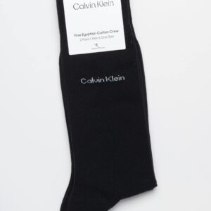 Calvin Klein Men's Dress Socks - Luxury Egyptian Cotton Blend Crew Socks (2 Pair), Size 7-12, All Black