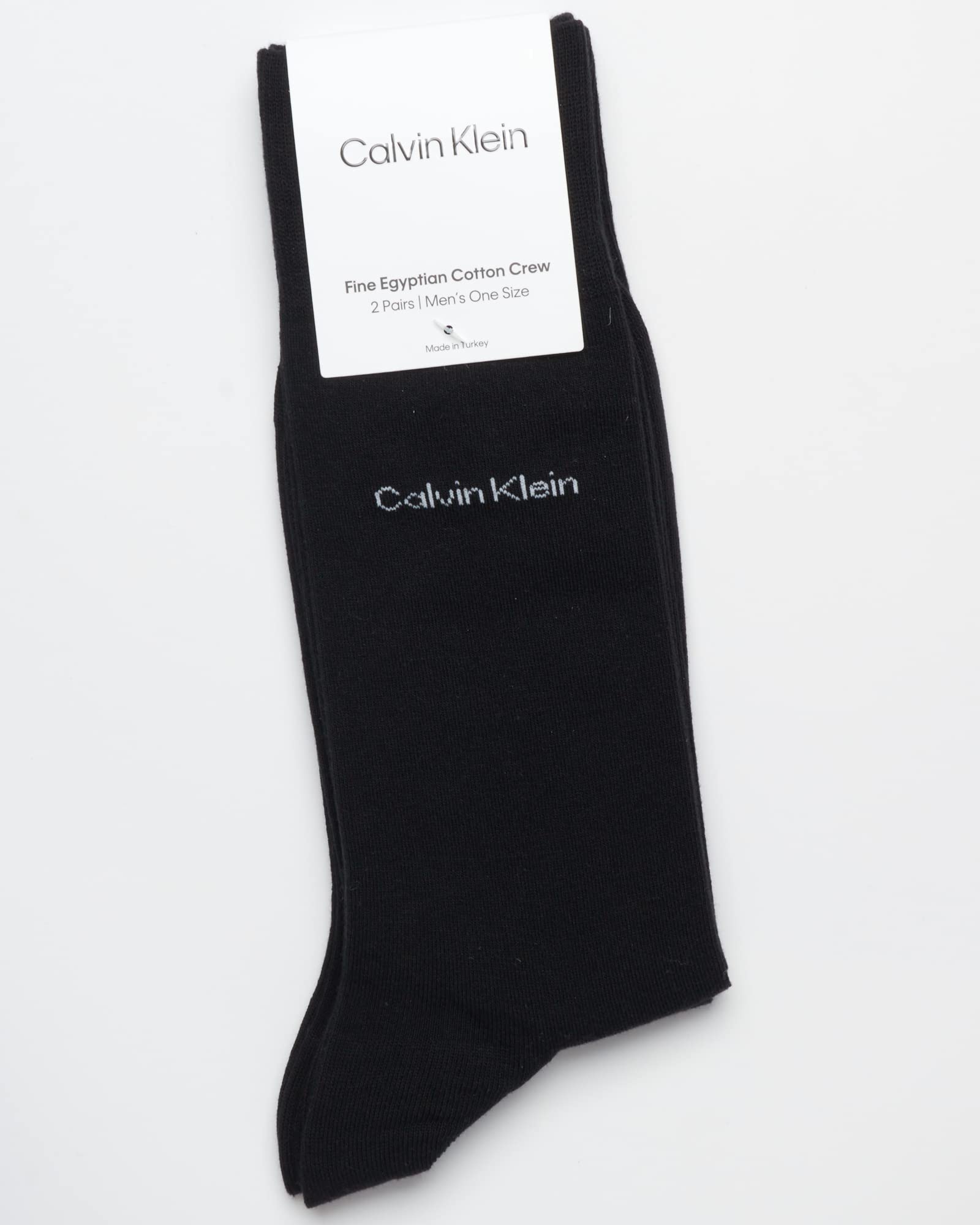 Calvin Klein Men's Dress Socks - Luxury Egyptian Cotton Blend Crew Socks (2 Pair), Size 7-12, All Black