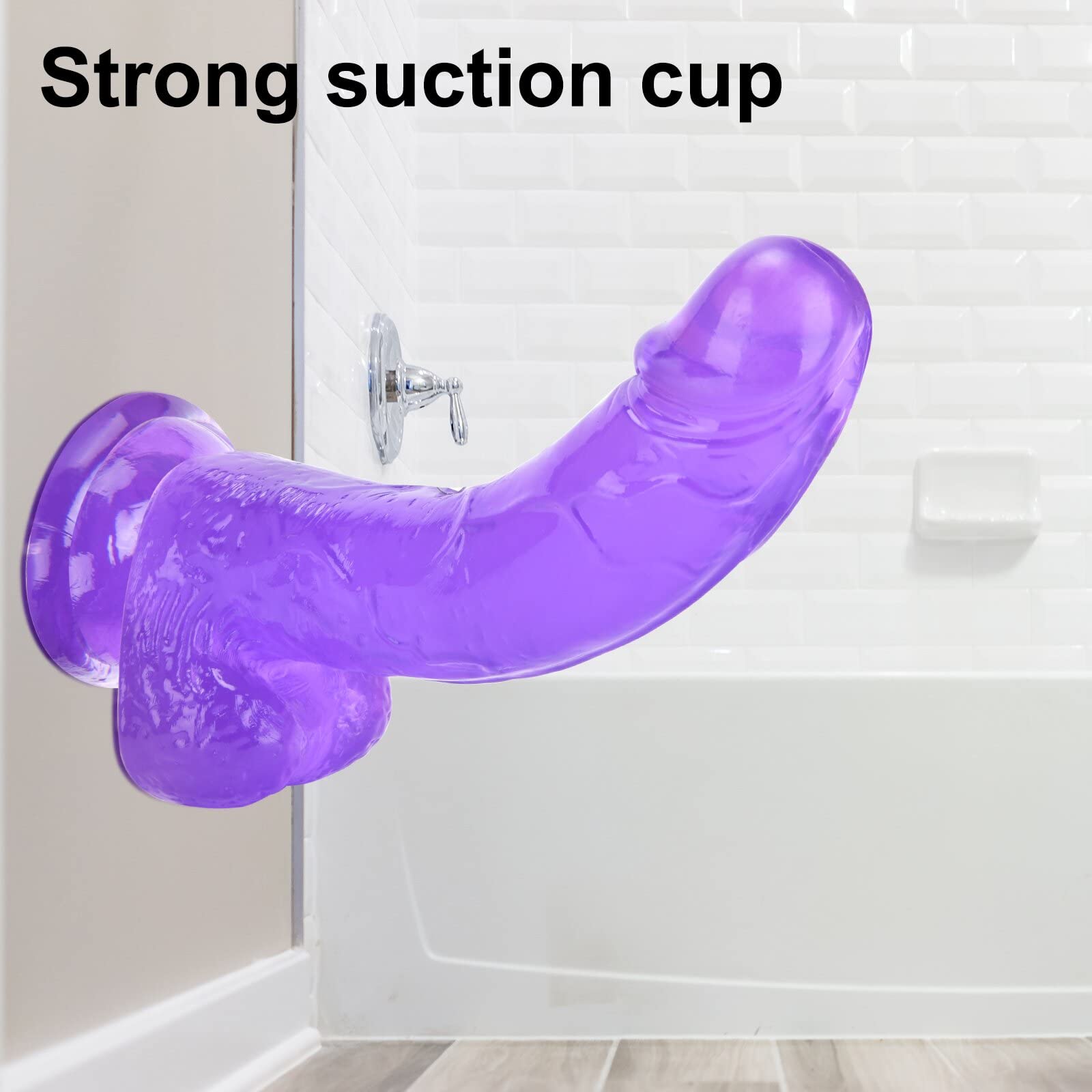 8.6 Inch Realistic Dildo, with Strong Suction Cup for Hands-Free Play, Shaft and Balls Lifelike Fake Penis, G Spot Stimulator, Adult Sex Toys for Women and Couple (Purple)