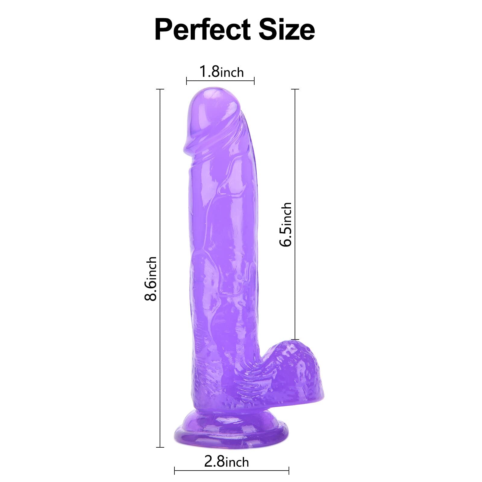 8.6 Inch Realistic Dildo, with Strong Suction Cup for Hands-Free Play, Shaft and Balls Lifelike Fake Penis, G Spot Stimulator, Adult Sex Toys for Women and Couple (Purple)