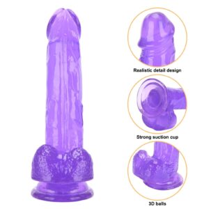 8.6 Inch Realistic Dildo, with Strong Suction Cup for Hands-Free Play, Shaft and Balls Lifelike Fake Penis, G Spot Stimulator, Adult Sex Toys for Women and Couple (Purple)