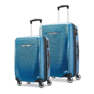 samsonite winfield 3 dlx hardside expandable luggage with spinners, blue/navy, 2-piece set (20/25)