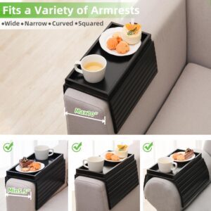 GEHE Sofa Arm Tray Bamboo Sofa Tray Table for Couch, Sofa Armrest Tray Table Anti-Slip Arm Table Clip On Tray Sofa Table, Couch Cup Holder for Snacks,Phone,Control,Cups,Flexible and Foldable