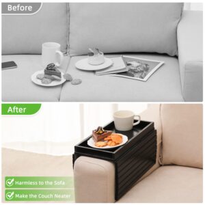 GEHE Sofa Arm Tray Bamboo Sofa Tray Table for Couch, Sofa Armrest Tray Table Anti-Slip Arm Table Clip On Tray Sofa Table, Couch Cup Holder for Snacks,Phone,Control,Cups,Flexible and Foldable