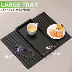 GEHE Sofa Arm Tray Bamboo Sofa Tray Table for Couch, Sofa Armrest Tray Table Anti-Slip Arm Table Clip On Tray Sofa Table, Couch Cup Holder for Snacks,Phone,Control,Cups,Flexible and Foldable