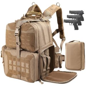 votagoo tactical range backpack, gun bag for handguns and ammo, 3 pistol carrying cases for hunting shooting