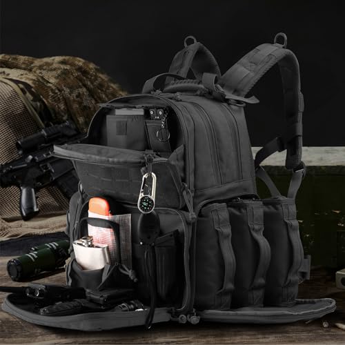 VOTAGOO Tactical Range Backpack, Gun Bag for Handguns and Ammo, 3 Pistol Carrying Cases for Hunting Shooting