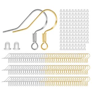 925 sterling mixed earring hooks 120 pcs/60 pairs hypoallergenic ear wires fish hooks for jewelry making, jewelry findings parts with 120 pcs rubber earring backs stopper for diy earrings