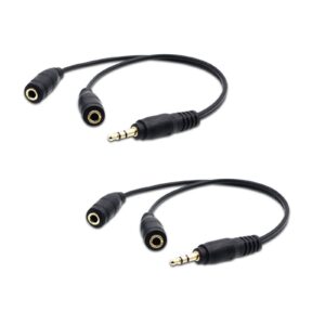 2-pack headphone aux splitter, 3.5mm 2 female to 1 male audio splitter stereo dual headphone adapter compatible headset tablet smartphone mp3 player & more