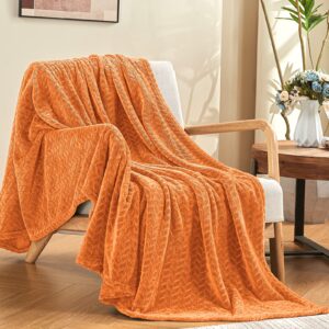 inhand fall throw blanket, super soft fuzzy blanket for couch sofa bed office, cozy plush fleece blanket throw size, washable lightweight flannel blankets throw for all season(50”x60”,rust)