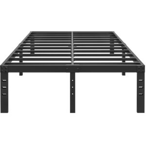 hobinche 14 inch metal full size bed frame no box spring needed - easy assembly heavy duty noise free narrow bedframes - double black basic steel slats platform with storage