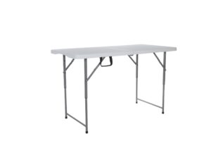 edebiby 4ft 122cz folding table portable heavy duty plastic fold-in-half utility foldable table white