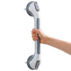 taili shower grab bar 16 inch suction cup grab bars for bathroom & shower, removable shower safety handle heavy duty bathtub grip for seniors & elderly, strong handrails no drilling waterproof, grey